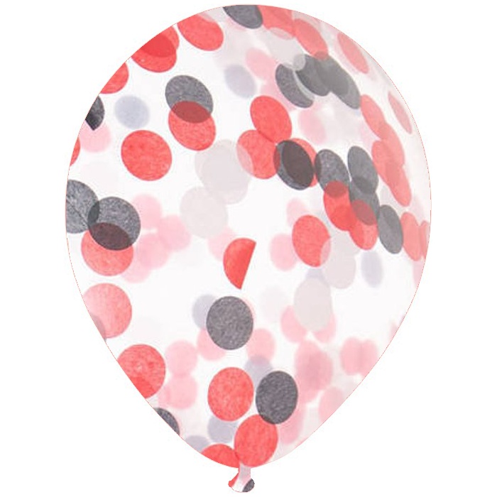 CONFETTI & FUNKY BALLOONS : 16" Red & Black Confetti Balloon